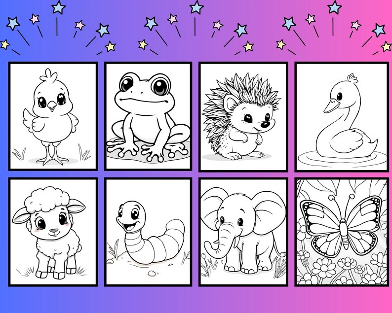Printable Animal Coloring Pages for Kids, Cute Animals for Kids - Etsy