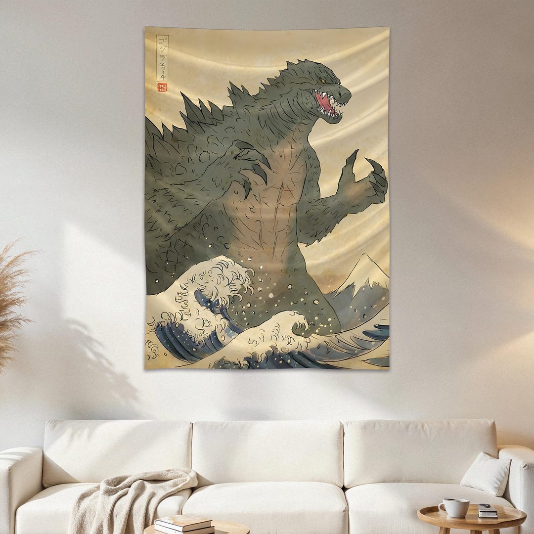 Godzilla Tapestry – Pop Culture Decor – Serene Zen Wall Art – Vibrant ...