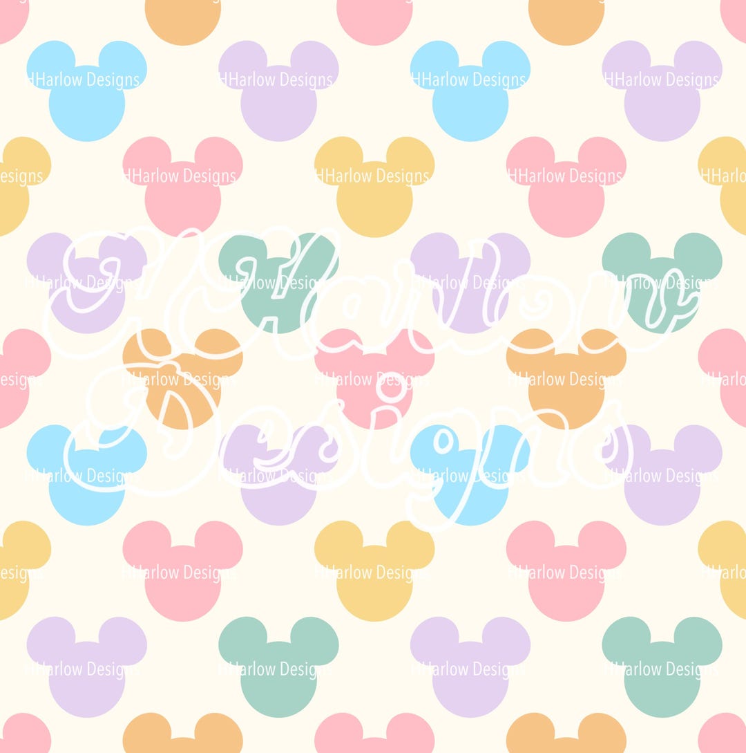 Sensational Six Preppy Pastels Mouse Head Coordinate Seamless Pattern ...