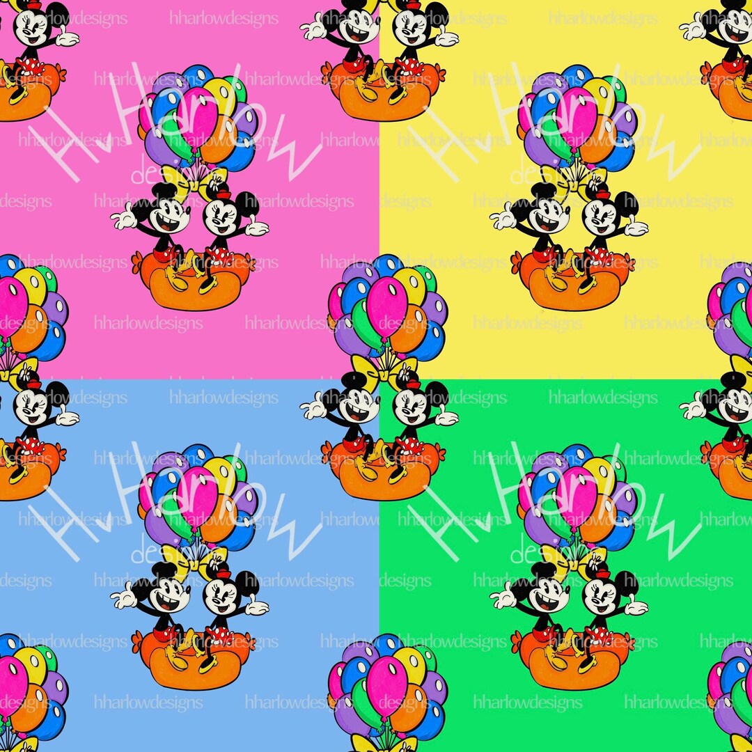 Mickey & Minnie Balloons Runaway Railway Bundle Seamless Pattern 12x12 ...