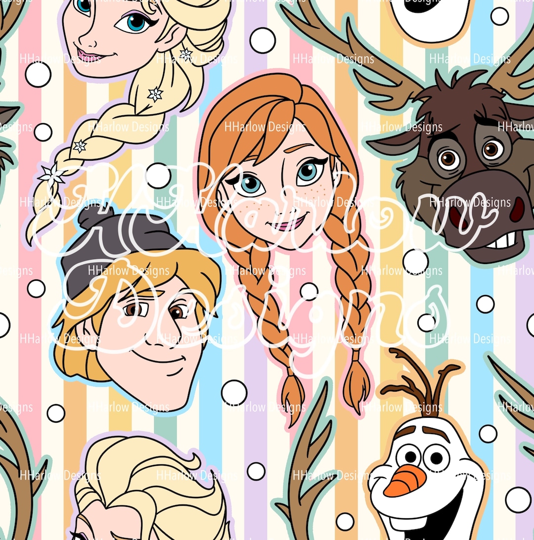 Preppy Pastels Frozen Friends Seamless Pattern 12x12 300 DPI - Etsy