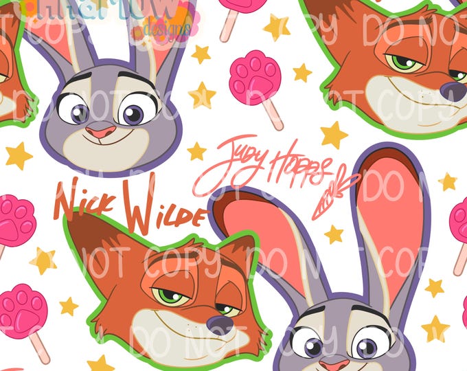 Zootopia Nick & Judy Seamless Pattern 12x12 300 DPI - Etsy