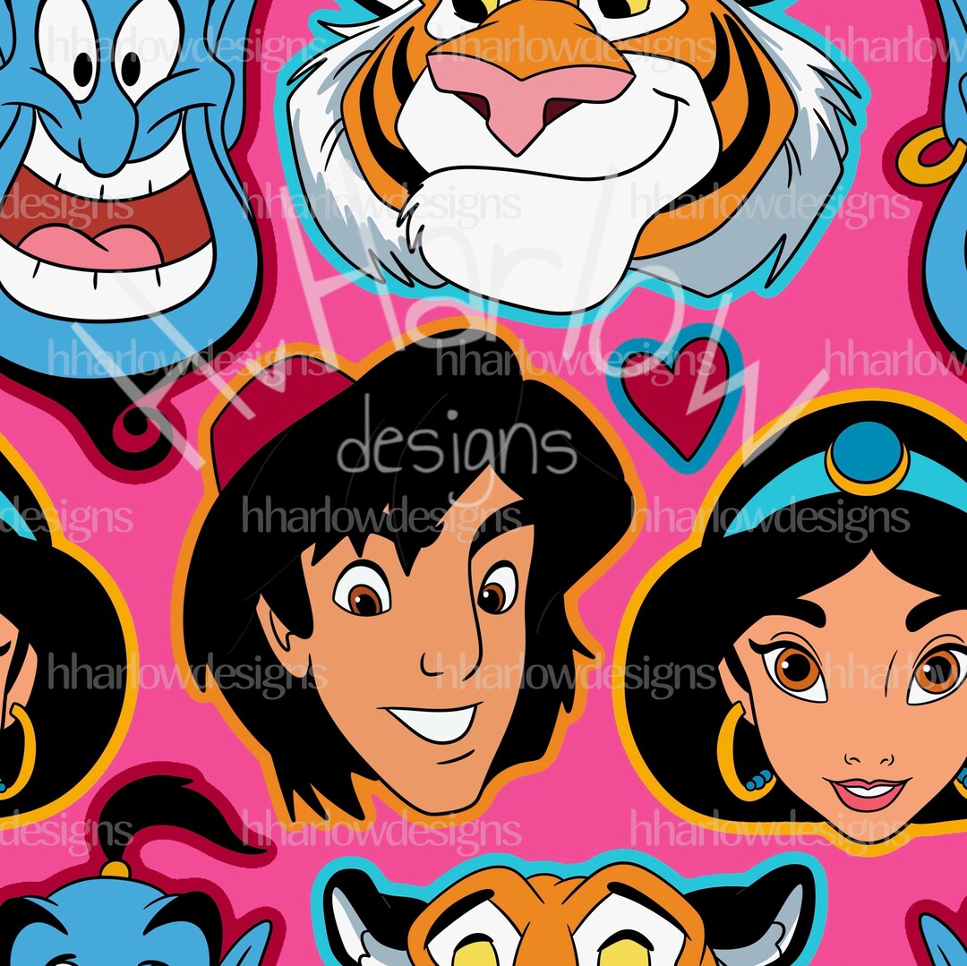 Aladdin Faces Hot Pink Seamless Pattern 12x12 300 DPI - Etsy