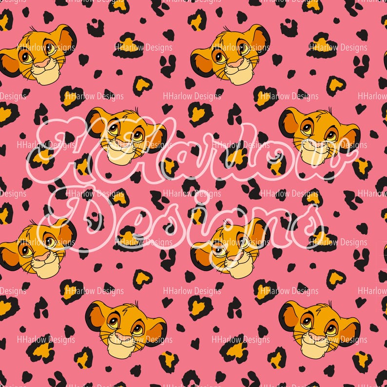 Simba the Lion King Animal Print Pink Seamless Pattern 12x12 300 DPI - Etsy