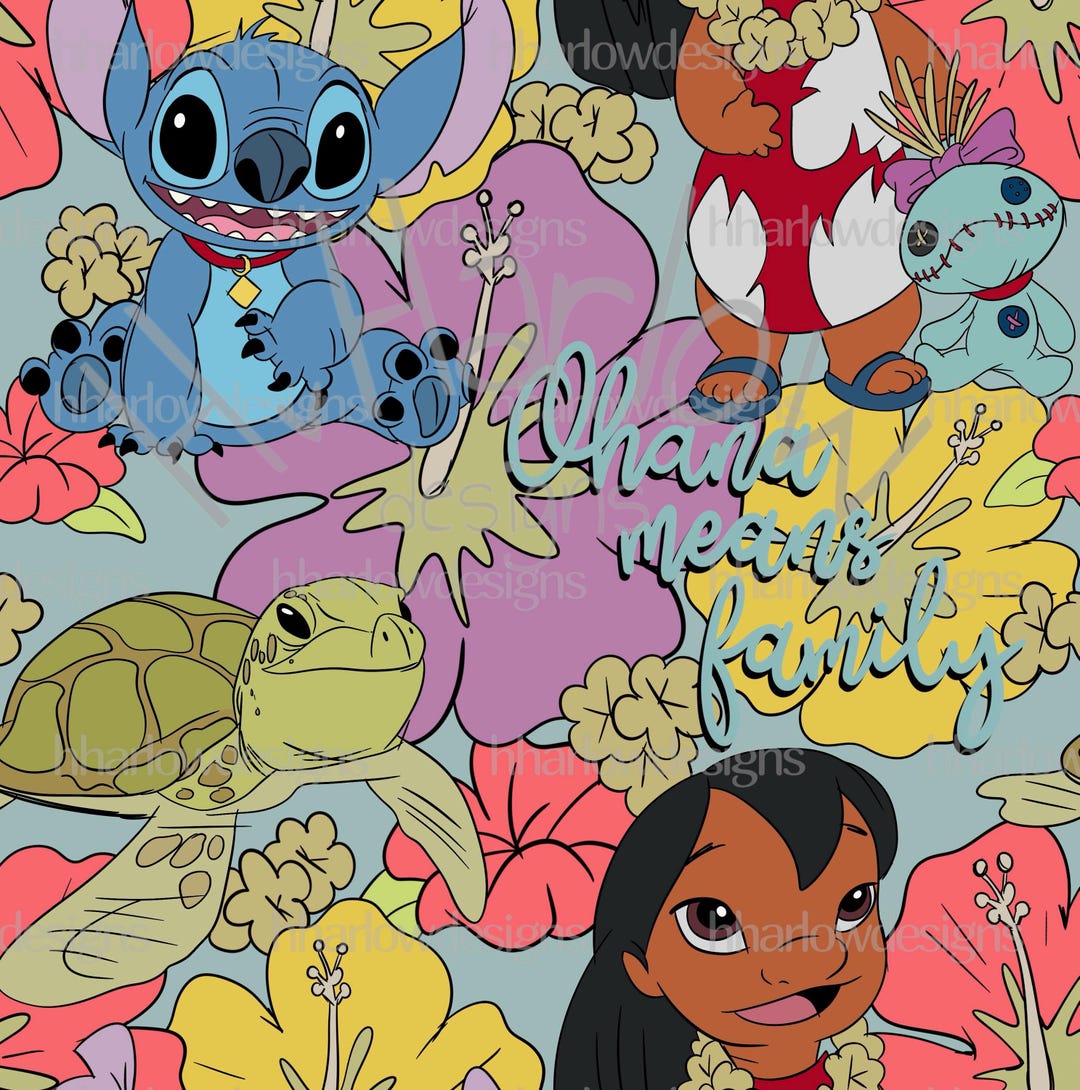 Lilo & Stitch Retro Blue Seamless Pattern 12x12 300 DPI - Etsy