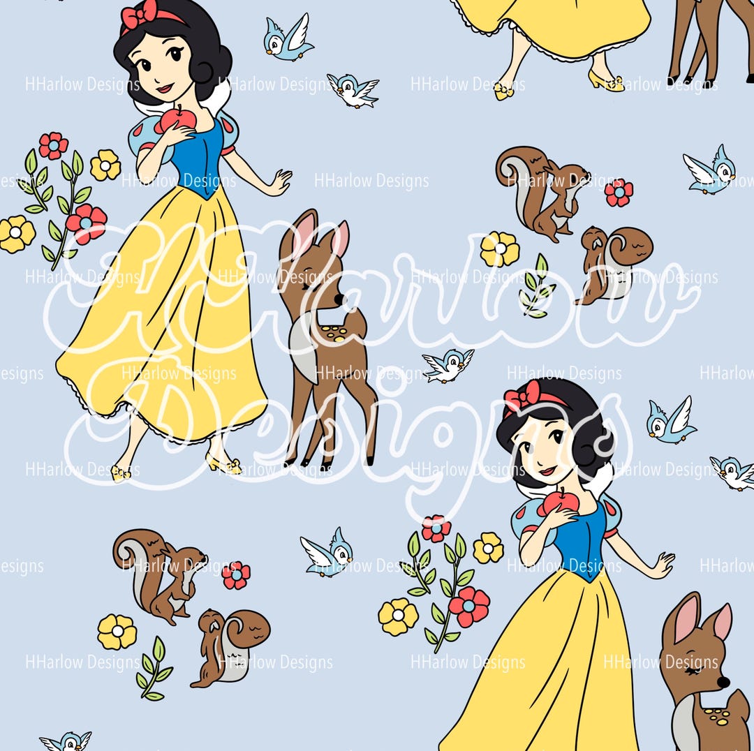 Princess Snow White Seamless Pattern 12x12 300 DPI - Etsy