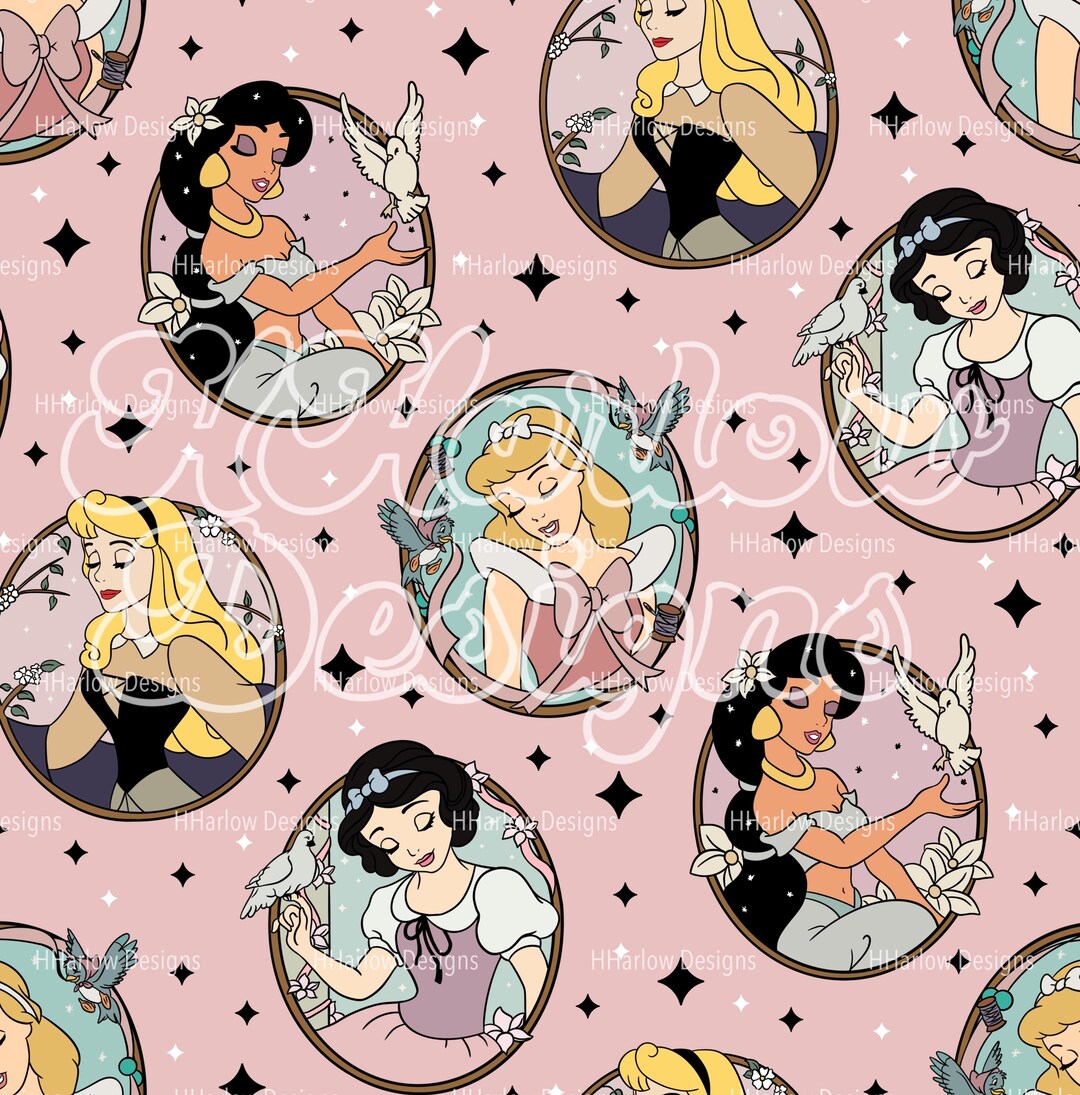 Princess Cameos Vintage Pink Seamless Pattern 12x12 300 DPI - Etsy