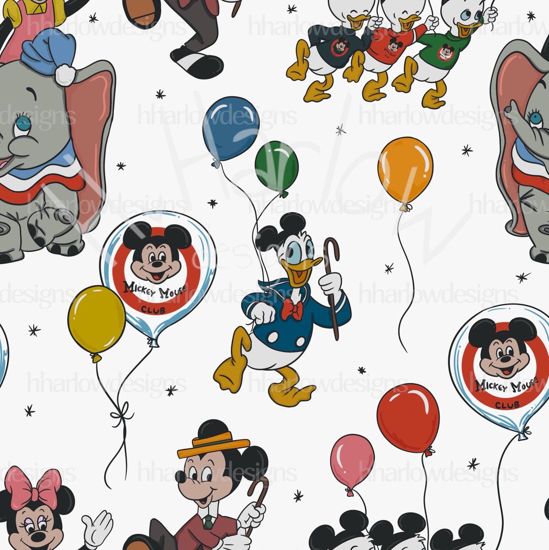 Mickey Mouse Club Parade Seamless Pattern 12x12 300 DPI - Etsy