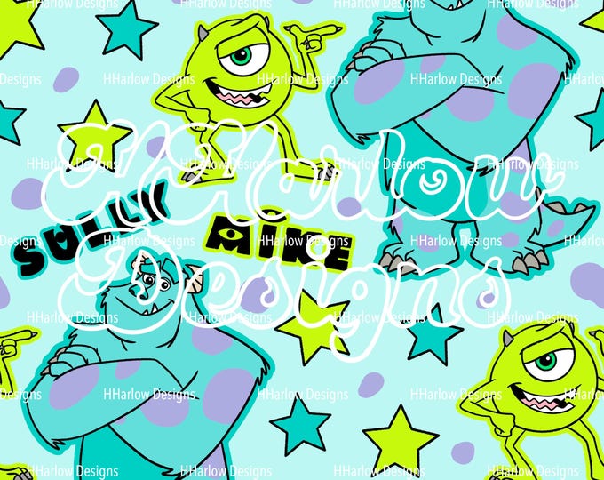 Monsters Inc Mike & Sully Seamless Pattern 12x12 300 DPI - Etsy