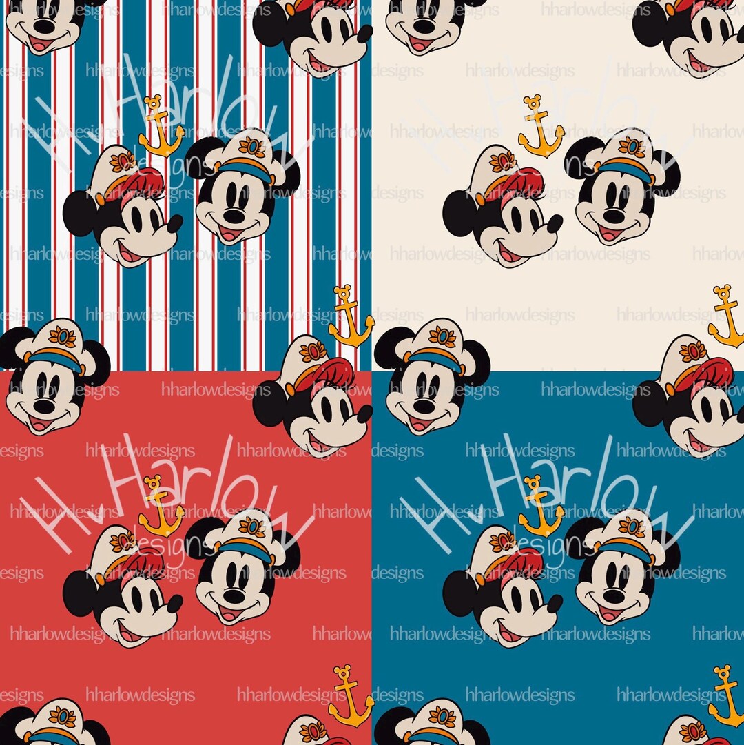 Mickey & Minnie DCL Disney Cruise Bundle Seamless Pattern 12x12 300 DPI ...
