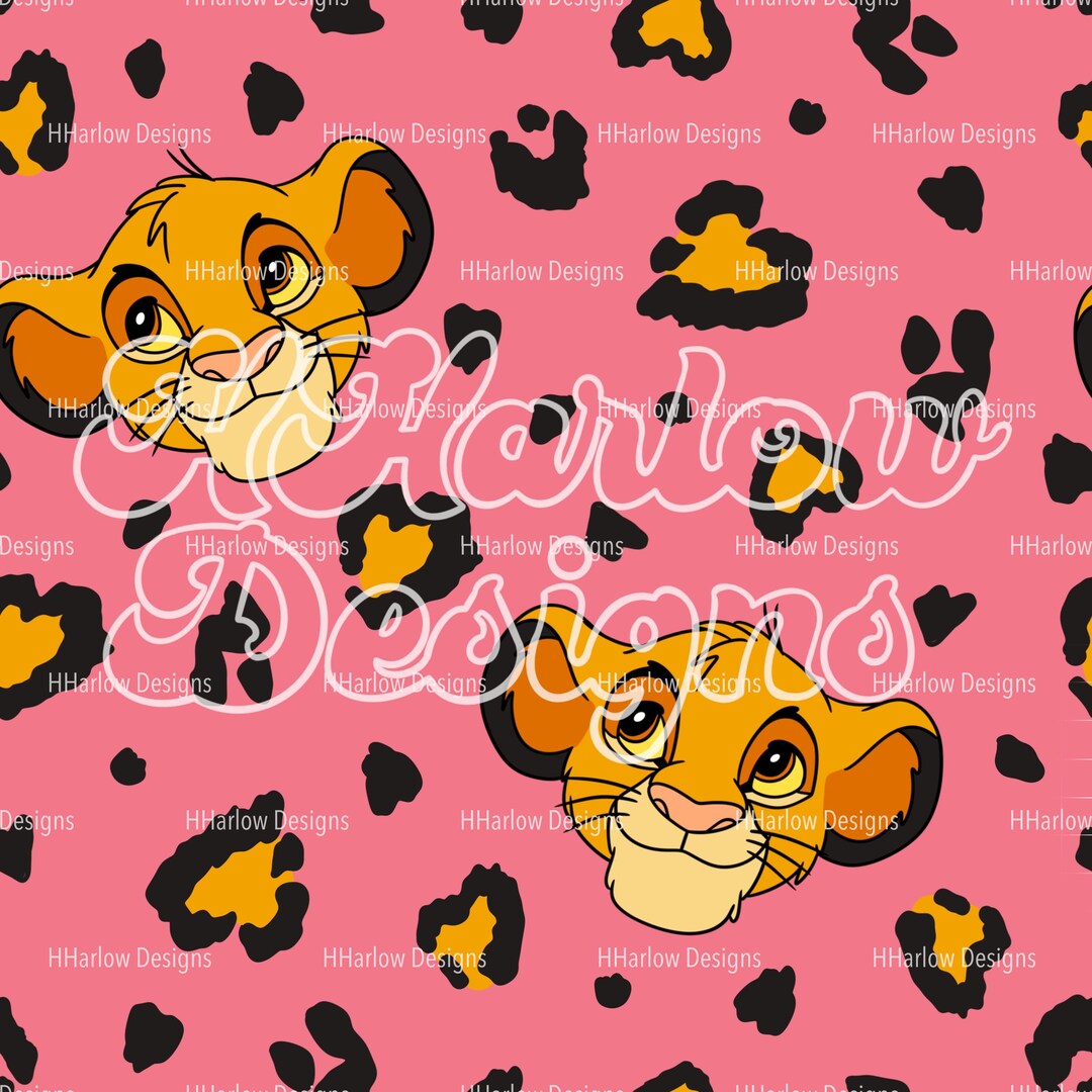 Simba the Lion King Animal Print Pink Seamless Pattern 12x12 300 DPI - Etsy