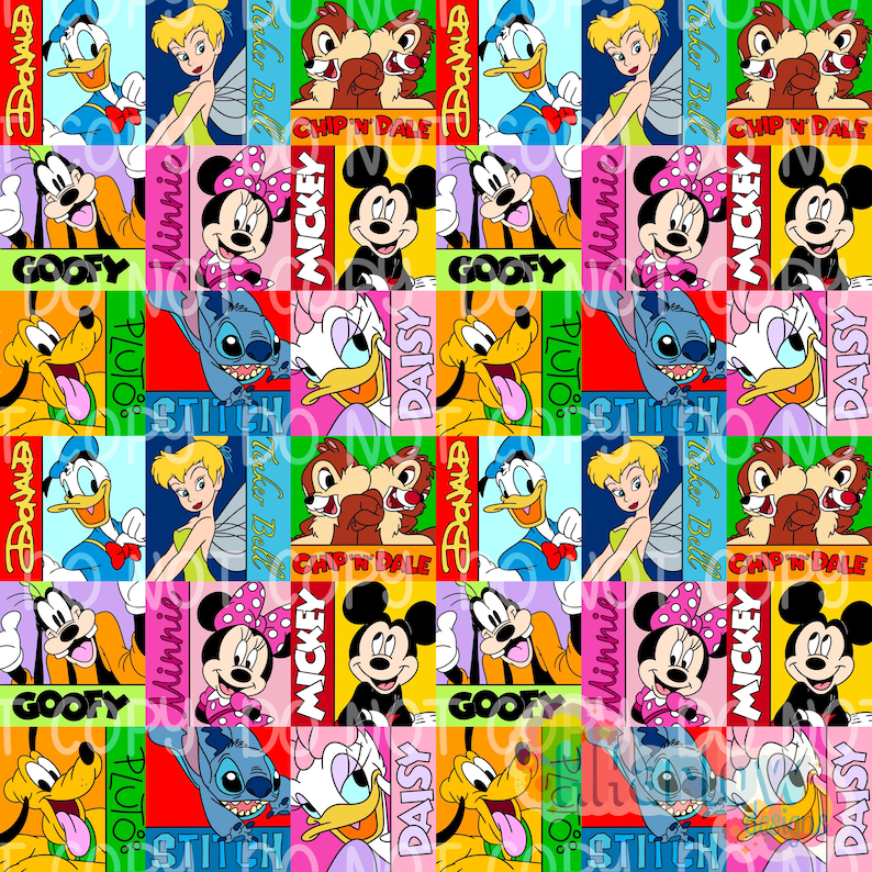 Magical Mouse Park Pals Grid Seamless Pattern 12x12 300 DPI - Etsy