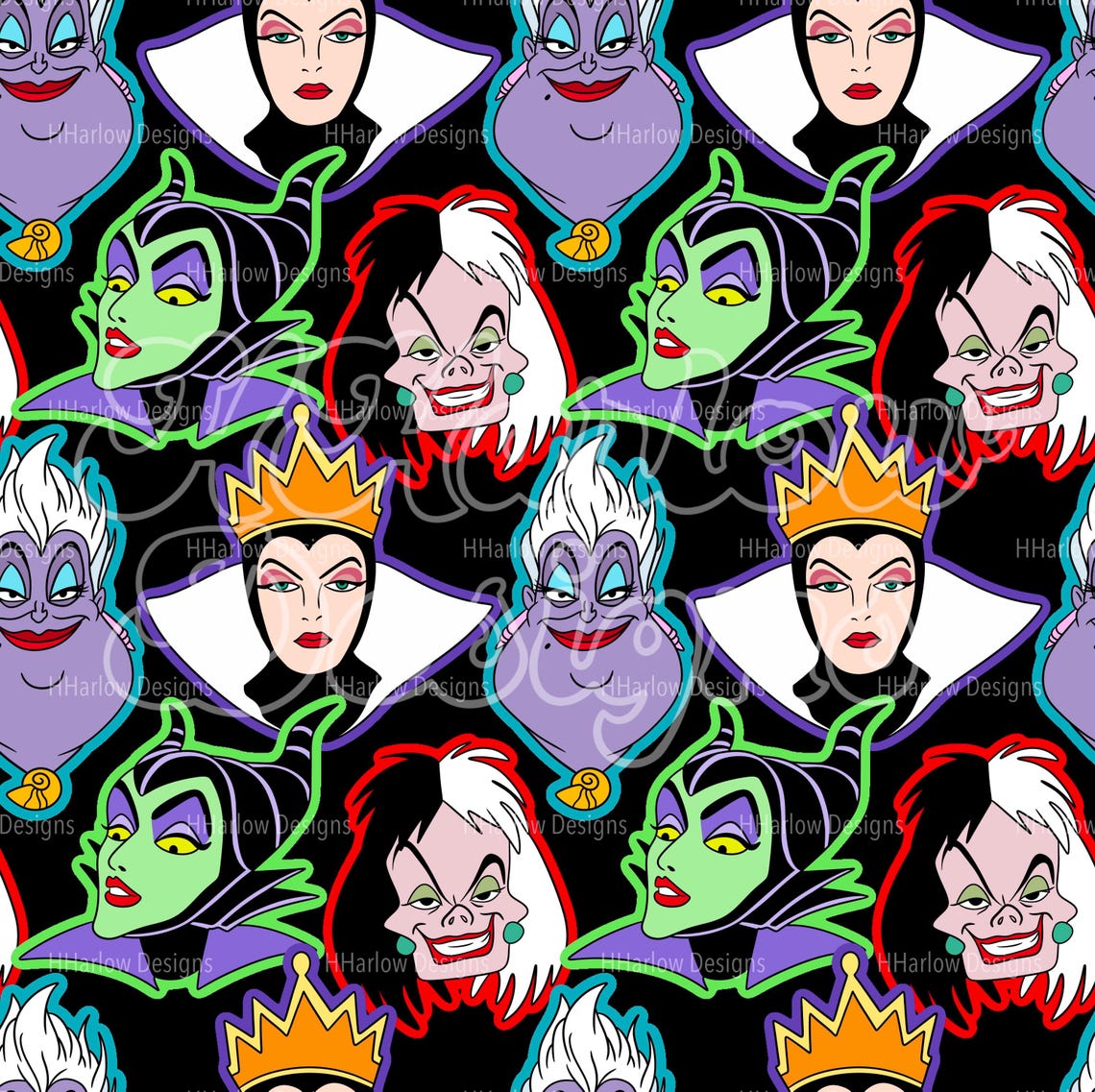 Villain Faces Black Seamless Pattern 12x12 300 DPI - Etsy