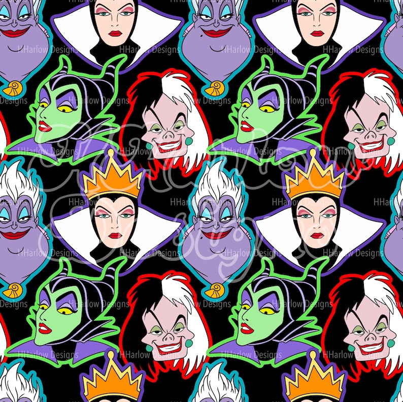 Villain Faces Black Seamless Pattern 12x12 300 DPI - Etsy