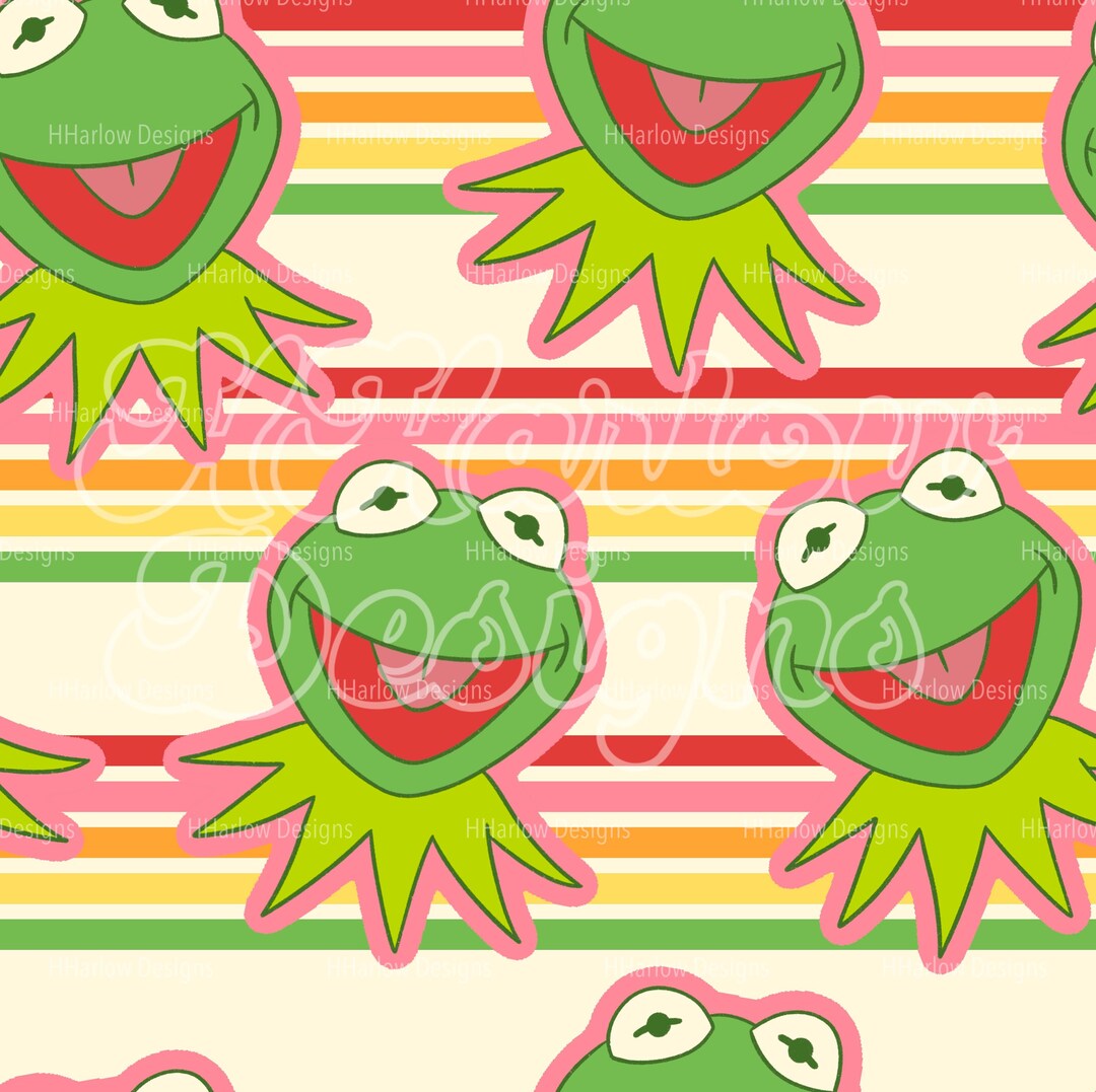 The Muppets Kermit Retro Stripe Seamless Pattern 12x12 300 DPI - Etsy