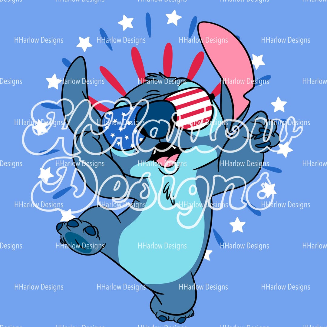 4th of July Stitch PNG 12x12 300 DPI - Etsy