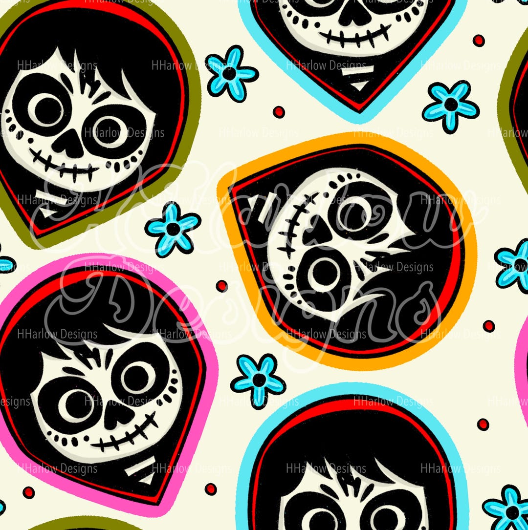 Coco Pixar Miguel Faces Seamless Pattern 12x12 300 DPI - Etsy