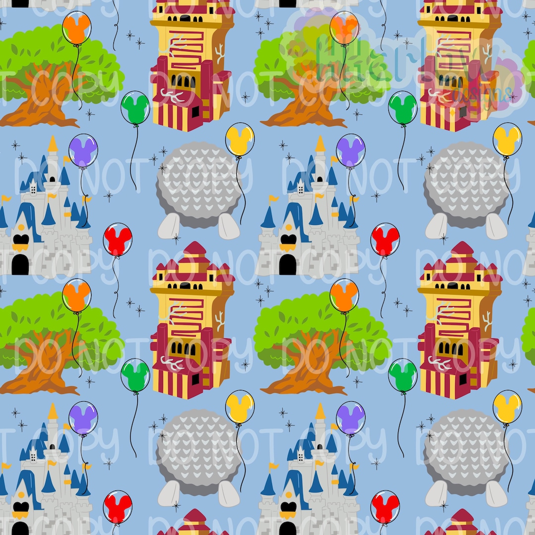 Magical Mouse Theme Parks Seamless Pattern 12x12 300 DPI - Etsy