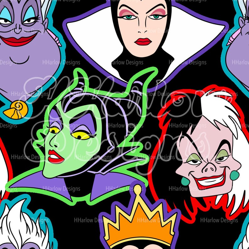 Villain Faces Black Seamless Pattern 12x12 300 DPI - Etsy