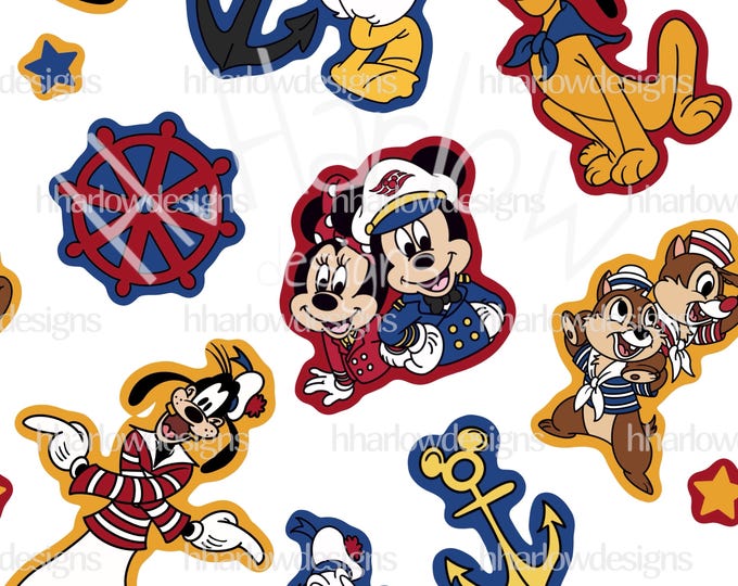 DCL Cruise Outline Characters Seamless Pattern 12x12 300 DPI - Etsy