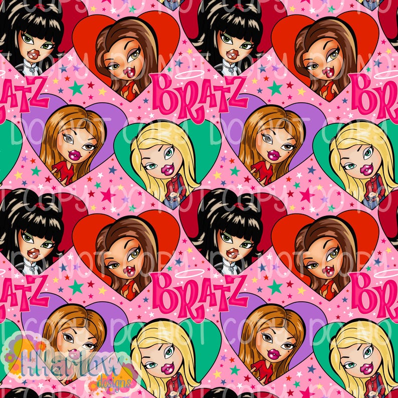 Cutie Brat Dolls Colorful Seamless Pattern 12x12 300 DPI - Etsy
