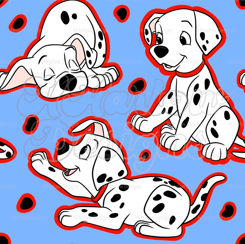 101 Dalmatians Blue Seamless Patterns 12x12 300 DPI - Etsy