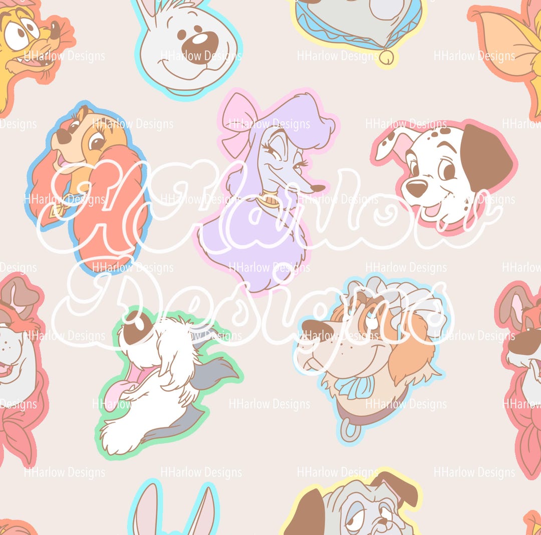 Dis Dogs Pastel Seamless Pattern 12x12 300 DPI - Etsy