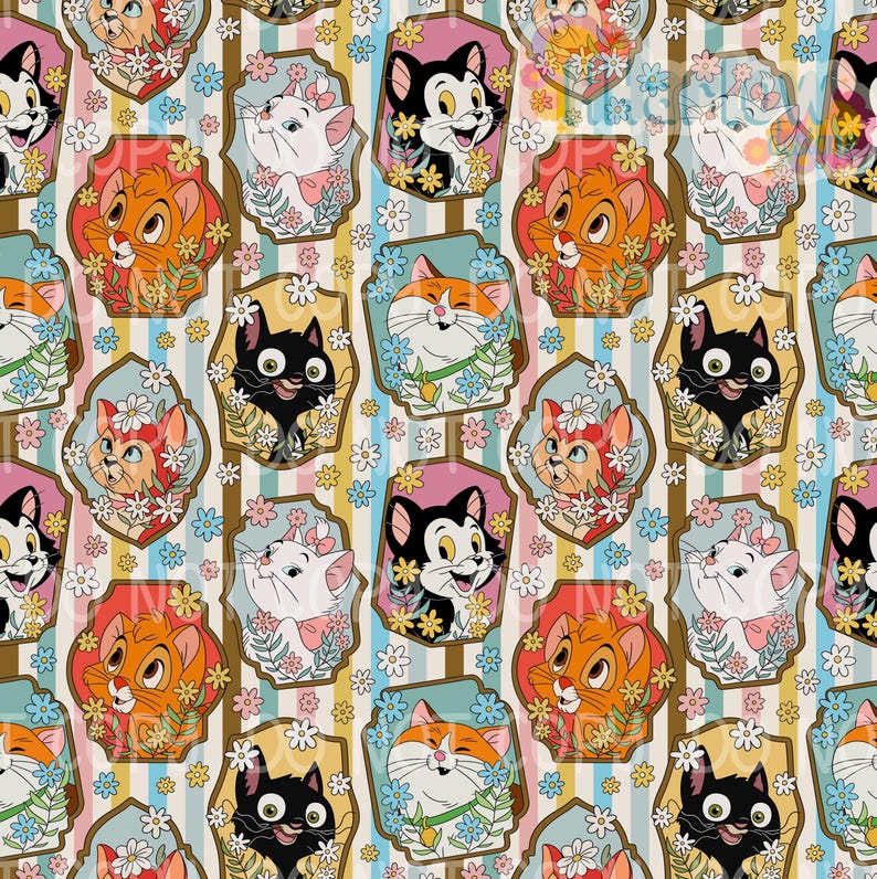 Magical Dis Cats Frames Stripe Seamless Pattern 12x12 300 DPI - Etsy