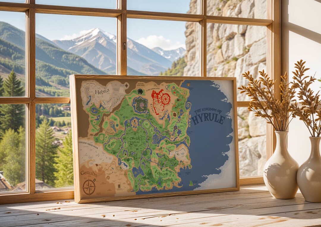 Zelda Hyrule Map Print: Breath of the Wild Gamer Decor (digital ...