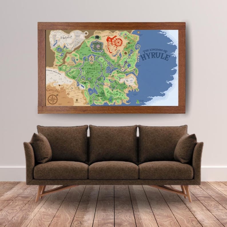 Zelda Hyrule Map Print: Breath of the Wild Gamer Decor (digital ...