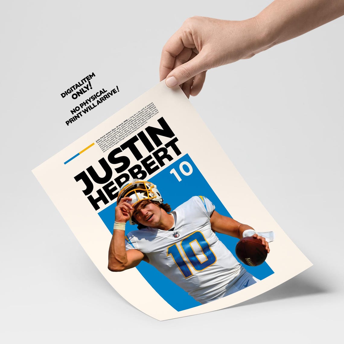 Justin Herbert, High Resolution Printable Sports Poster, Football Fan ...