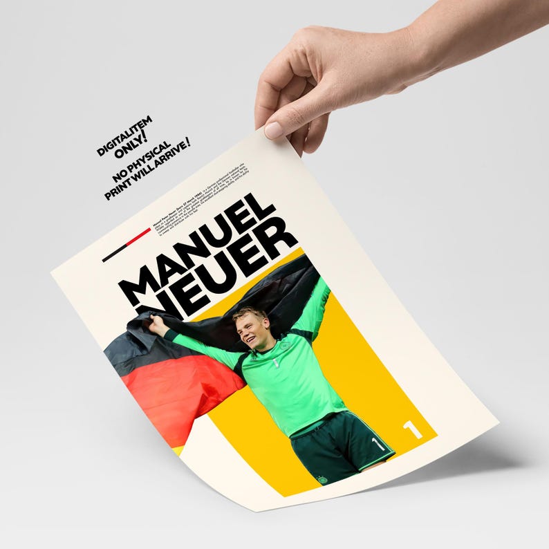 Manuel Neuer, High Resolution Printable Sports Poster, Soccer Fan Gift ...