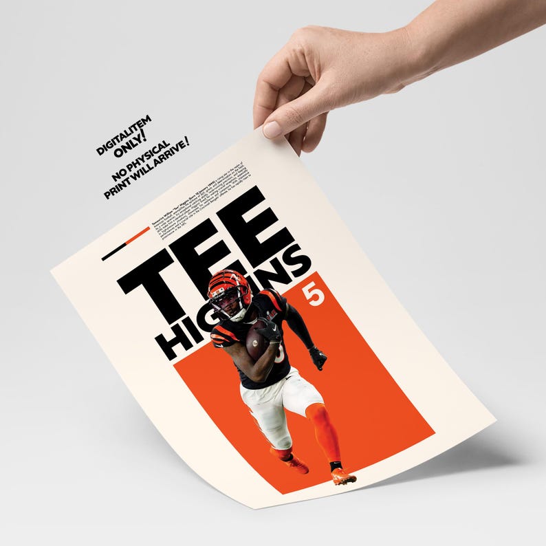 Tee Higgins, High Resolution Printable Sports Poster, Football Fan Gift ...
