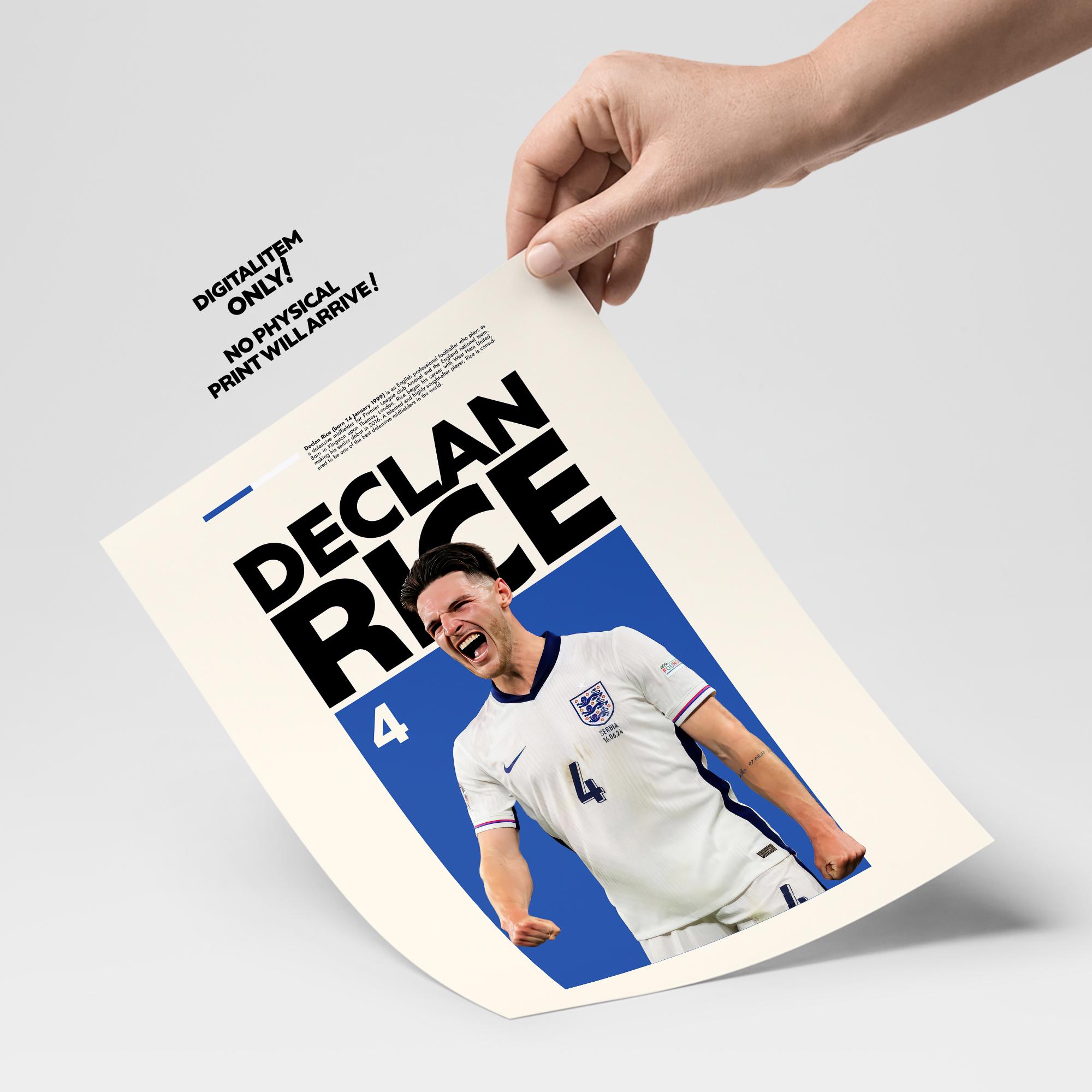 Declan Rice, High Resolution Printable Sports Poster, Soccer Fan Gift ...