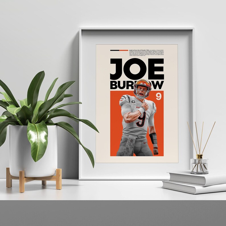 Joe Burrow, High Resolution Printable Sports Poster, Football Fan Gift ...