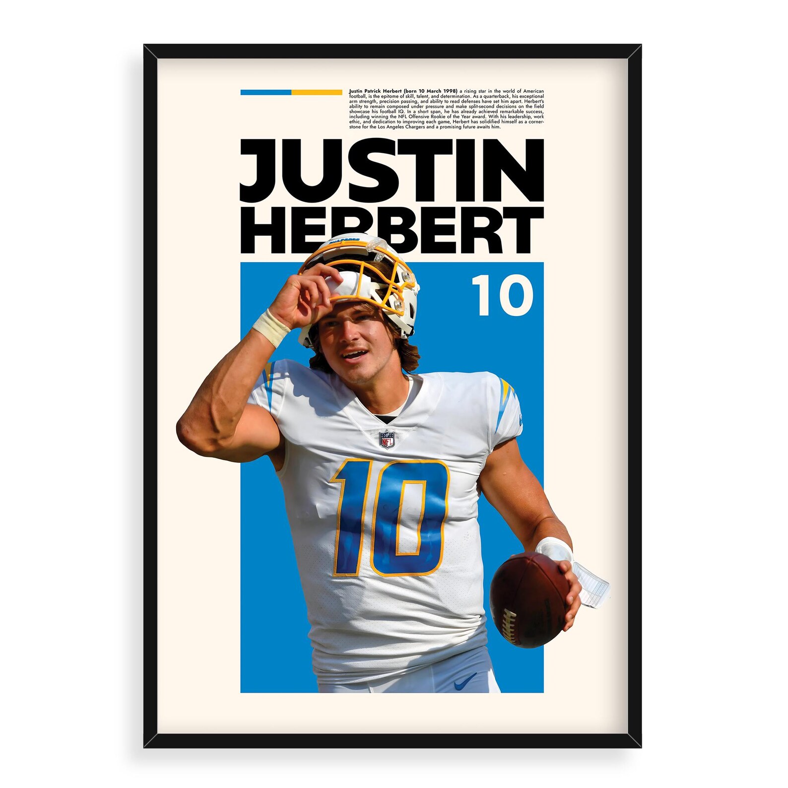 Justin Herbert, High Resolution Printable Sports Poster, Football Fan ...