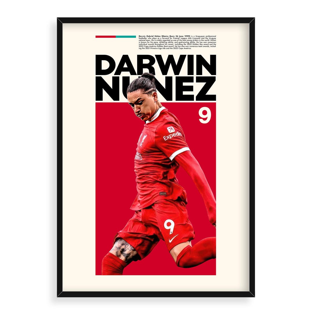 Darwin Núñez, High Resolution Printable Sports Poster, Soccer Fan Gift ...