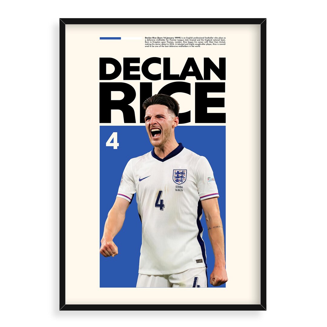 Declan Rice, High Resolution Printable Sports Poster, Soccer Fan Gift ...
