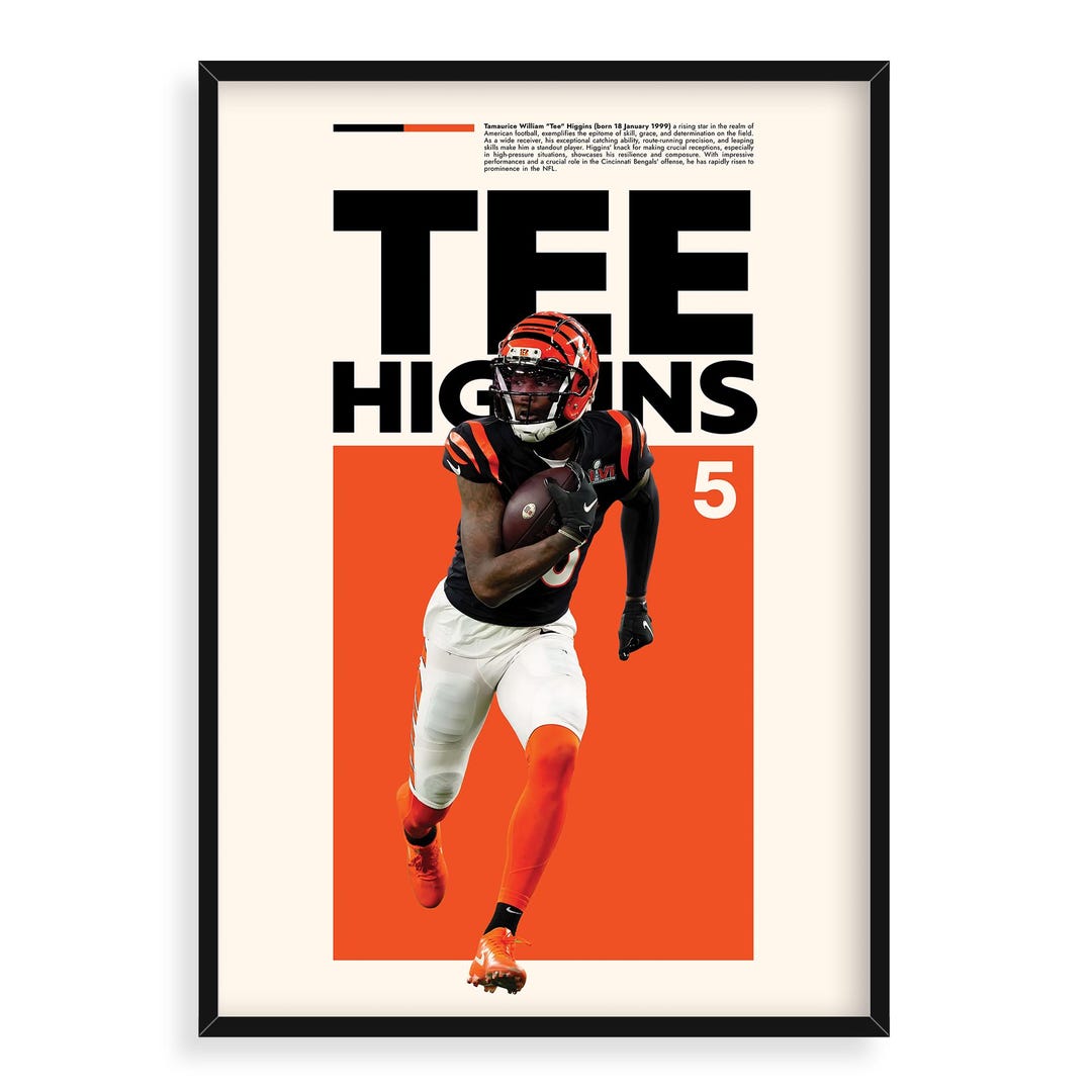 Tee Higgins, High Resolution Printable Sports Poster, Football Fan Gift ...