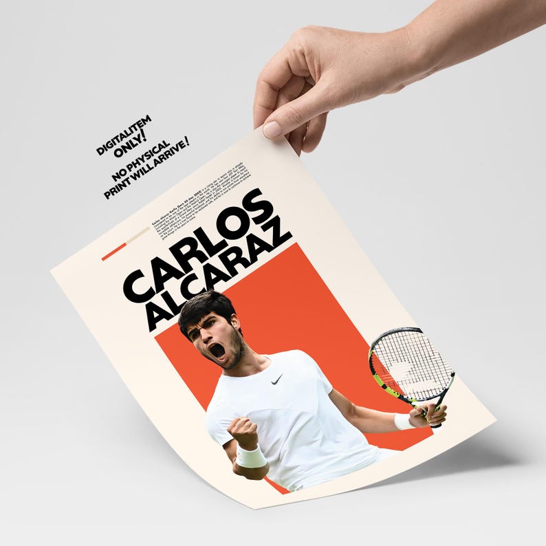 Carlos Alcaraz, High Resolution Printable Sports Poster, Tennis Fan ...