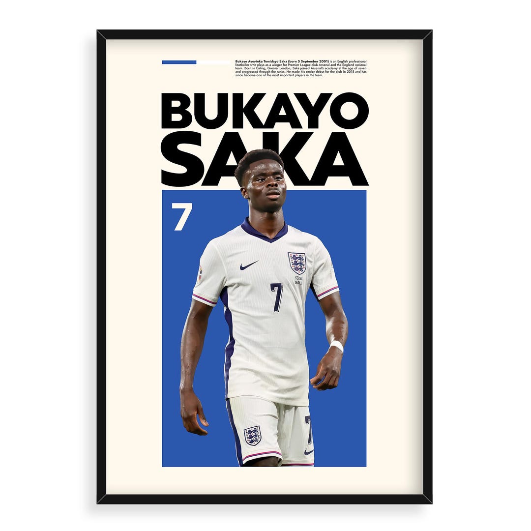 Bukayo Saka, High Resolution Printable Sports Poster, Soccer Fan Gift ...