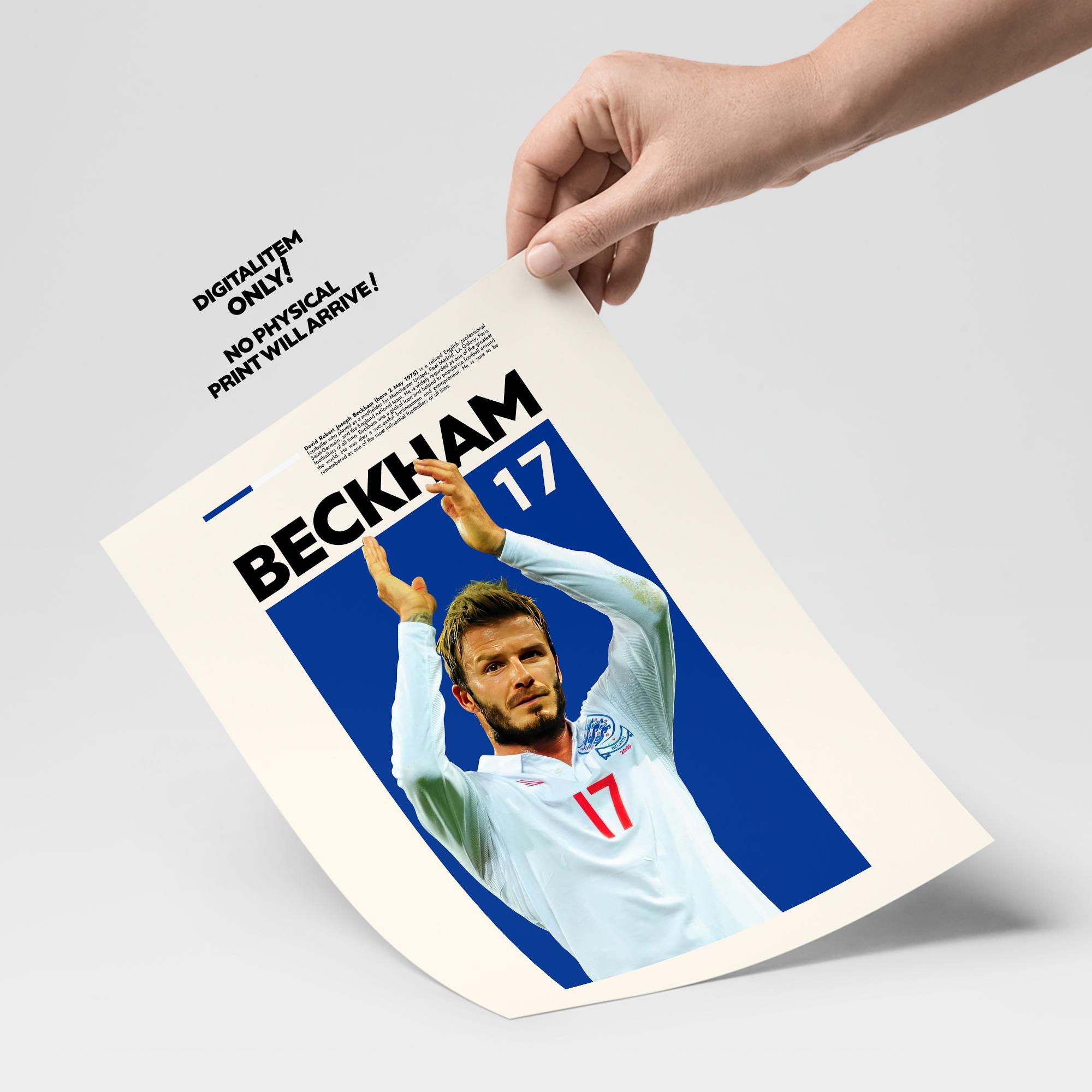 David Beckham, High Resolution Printable Sports Poster, Soccer Fan Gift ...
