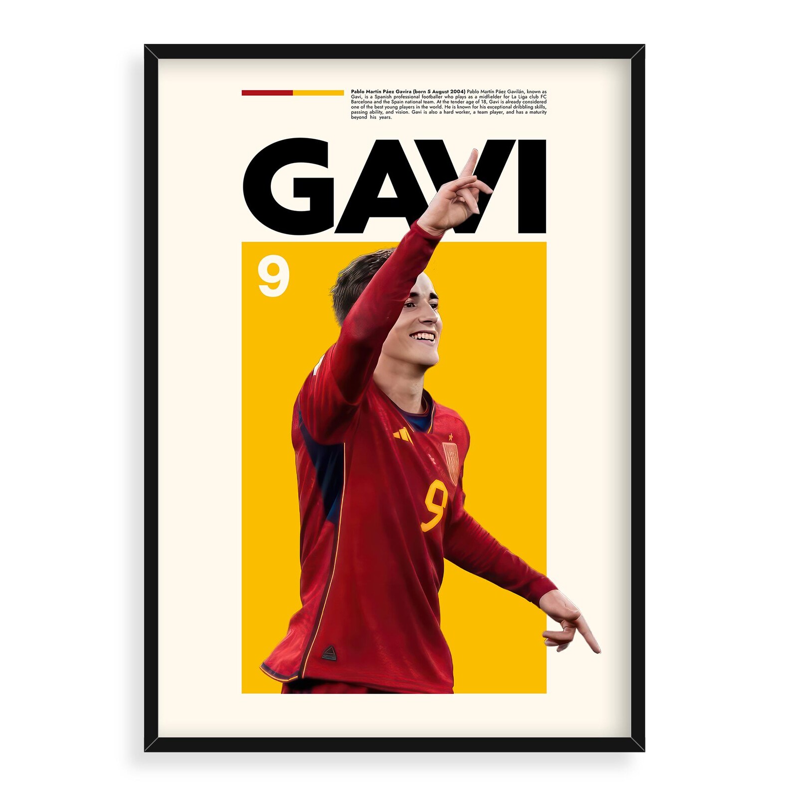 Gavi, High Resolution Printable Sports Poster, Soccer Fan Gift Idea ...