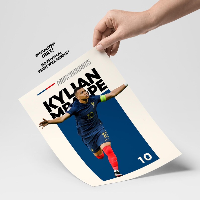 Kylian Mbappé, High Resolution Printable Sports Poster, Soccer Fan Gift ...