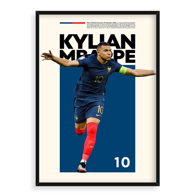 Kylian Mbappé, High Resolution Printable Sports Poster, Soccer Fan Gift ...