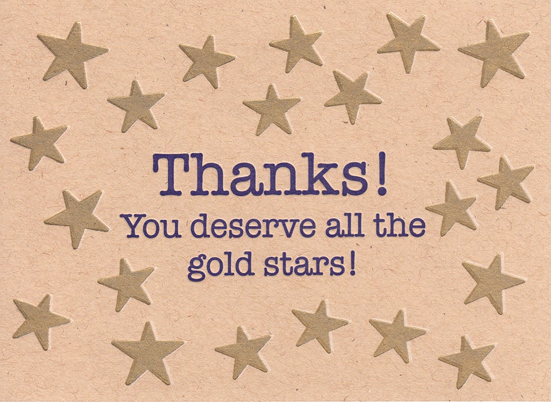 Gold Star Thank You Card - Etsy