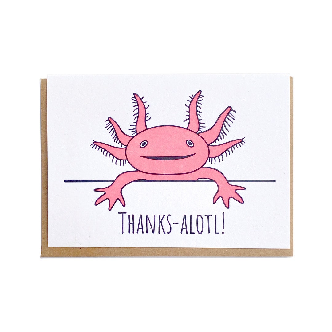 Axolotl Thanks Greeting Card - Etsy