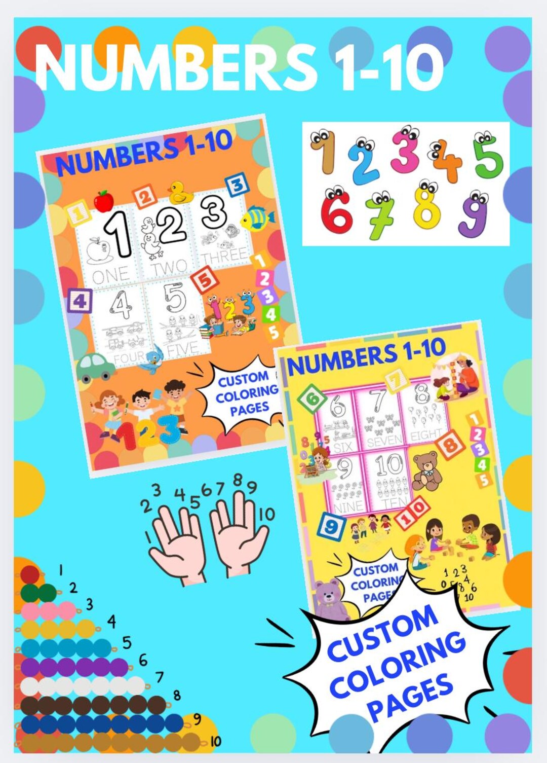 Easy Count With Me 1- 10 Custom Coloring Sheets for Toddlers, Preschool ...