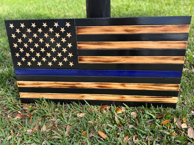 Thin Blue Line Wooden Flag, Rustic, Police, Law Enforcement, Custom ...