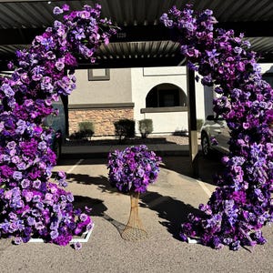 Purple Faux Wedding Flower Arch With Stand, 10 Flower Balls, Sweetheart ...
